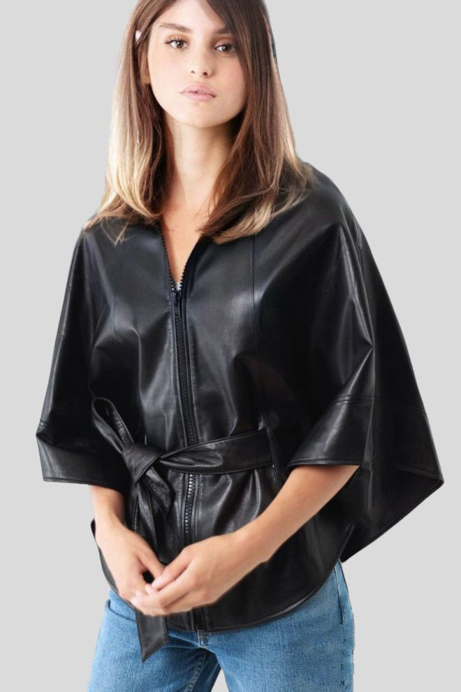 cape en cuir cintrée
